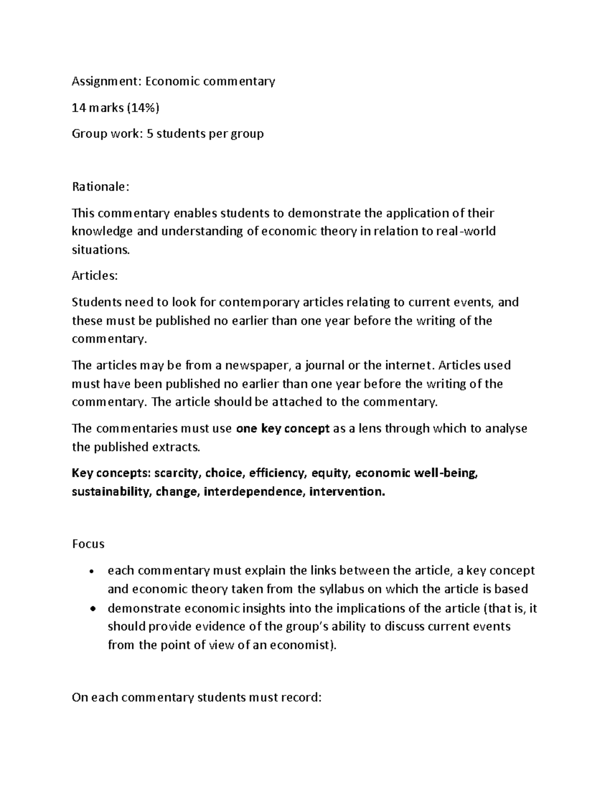 Assignment Eco+commentary 14% - Assignment: Economic commentary 14 ...