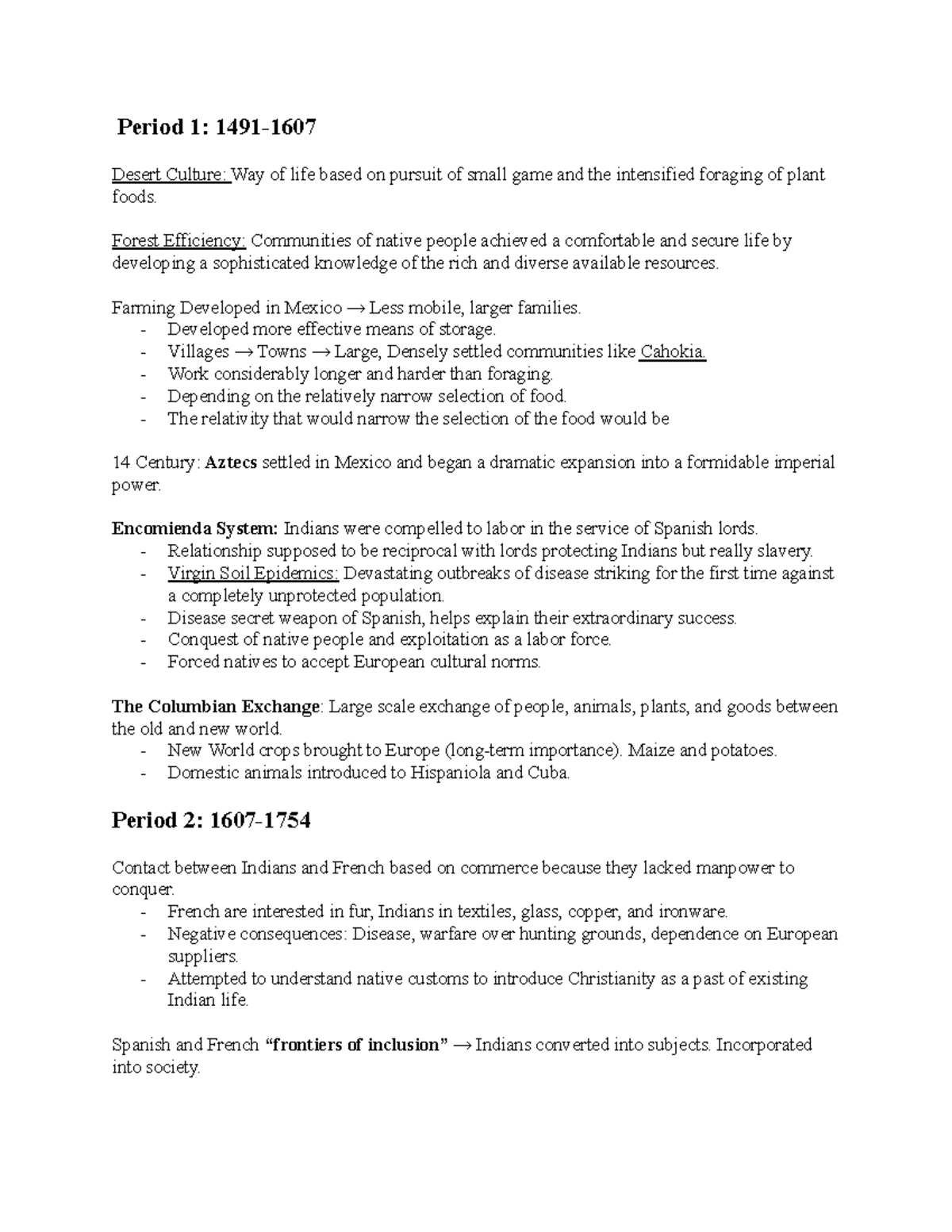 Apush Notes - Period 1: 1491- Desert Culture: Way of life based on ...