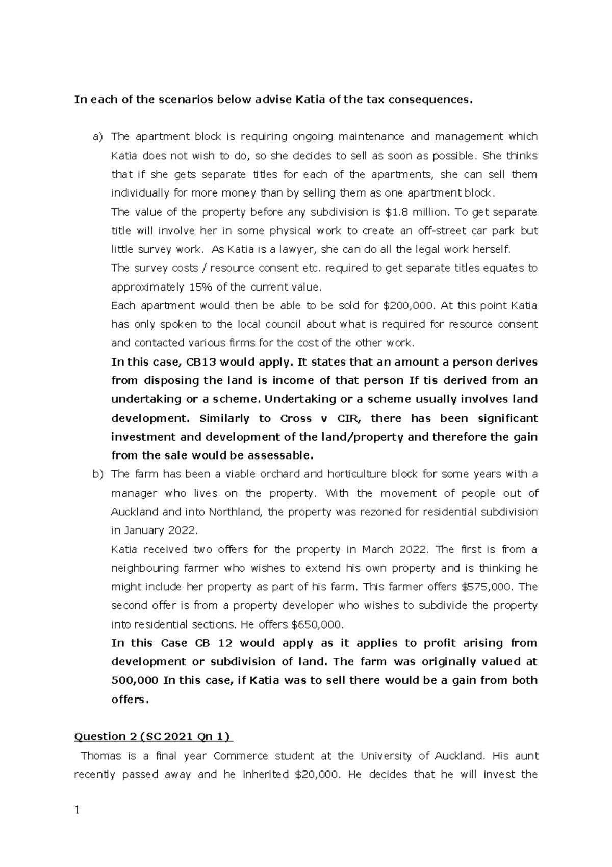 Tutorial 4 answer - Property and Land Tax - Student worksheet - In each ...