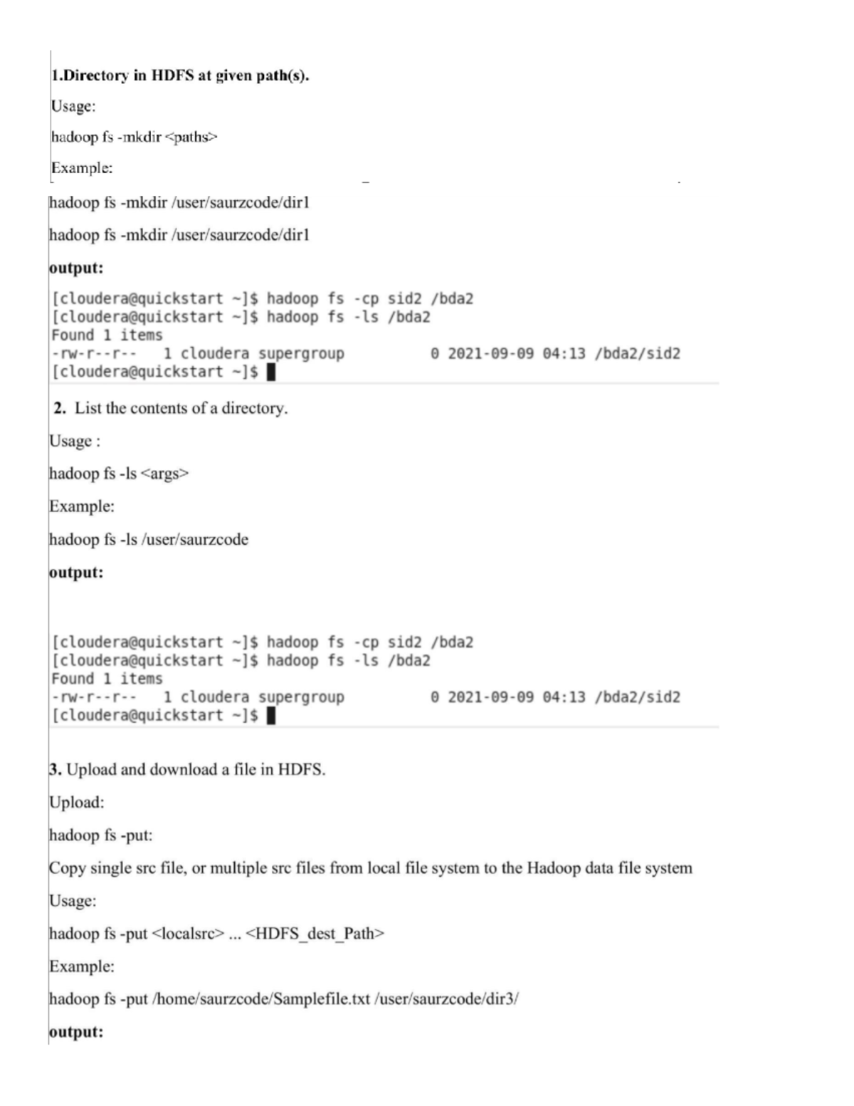 BDA code and output - Bda experiment - Commands of Neo4j: 1)Create Clause Creating a Single node ...