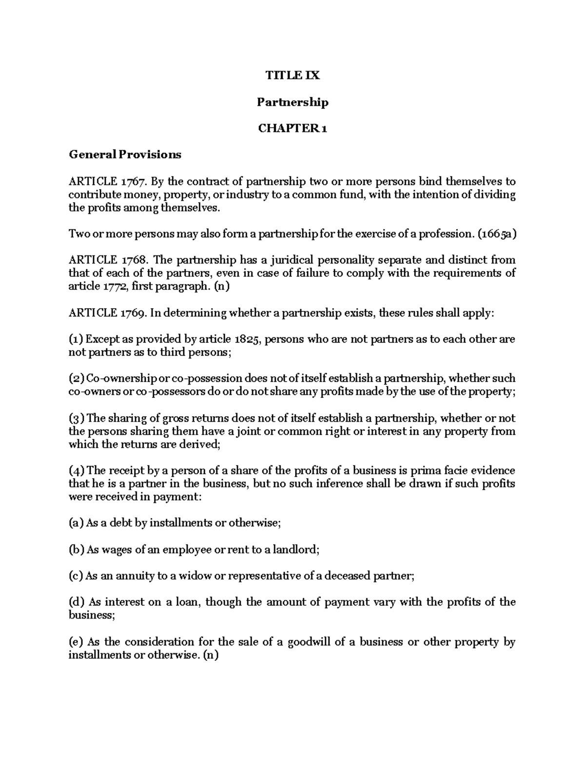 Civil Code-Book IV Title-IX-Partnership_ law on partnership and ...