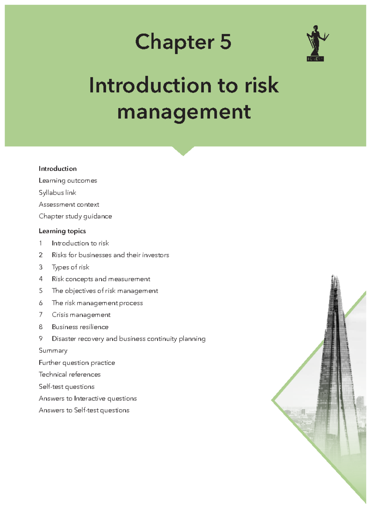 BTF C5 - Introduction to risk management Chapter 5 Introduction ...