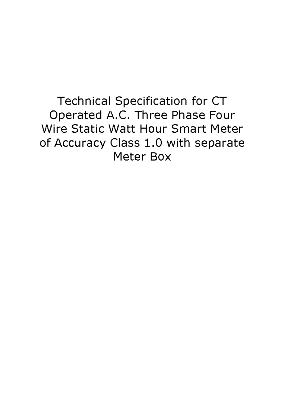 Technical Specifications of CT operated Smart Meters - Technical ...