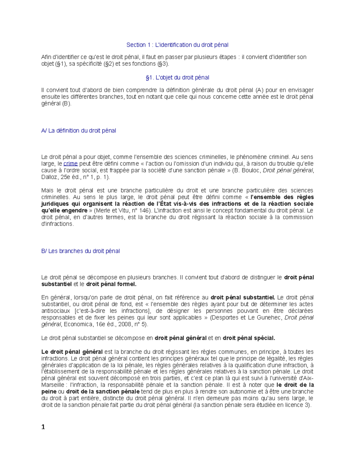 Infraction penal word - Section 1 : L’identification du droit pénal ...