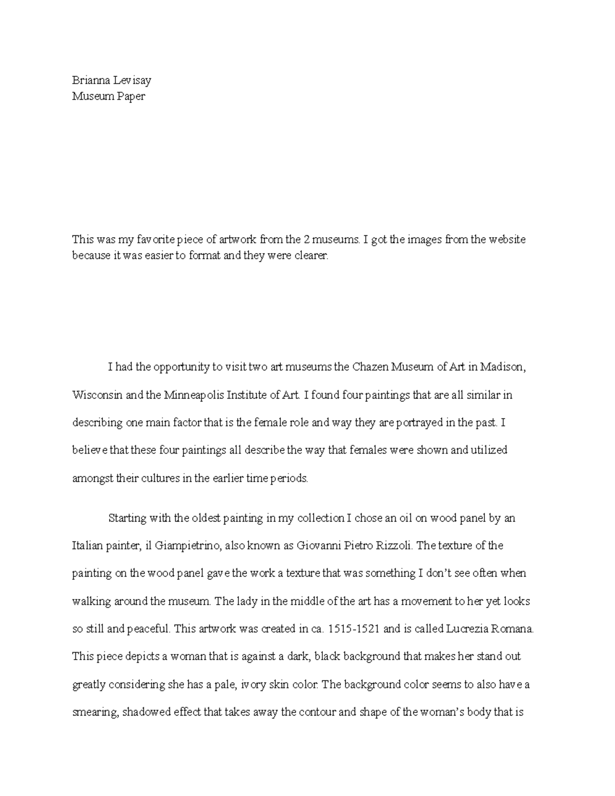 Museum Paper - Brianna Levisay Museum Paper This was my favorite piece ...