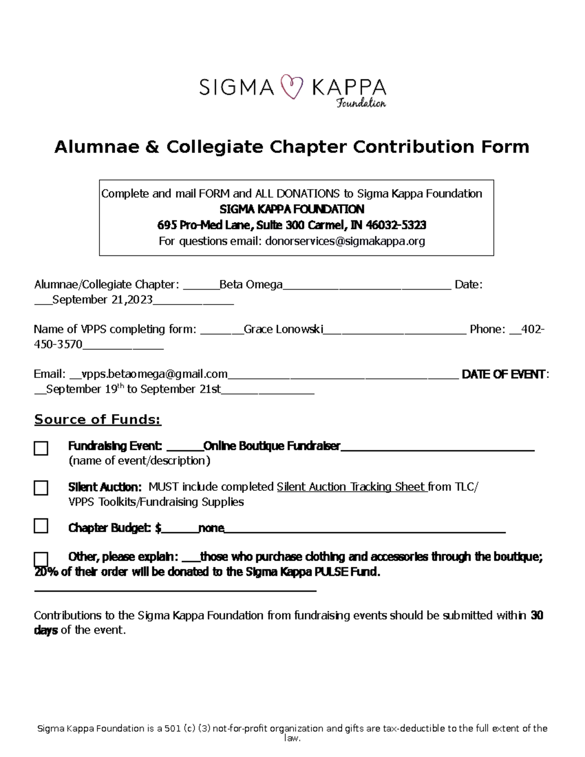 Contribution Form for Philanthropy - Alumnae & Collegiate Chapter ...