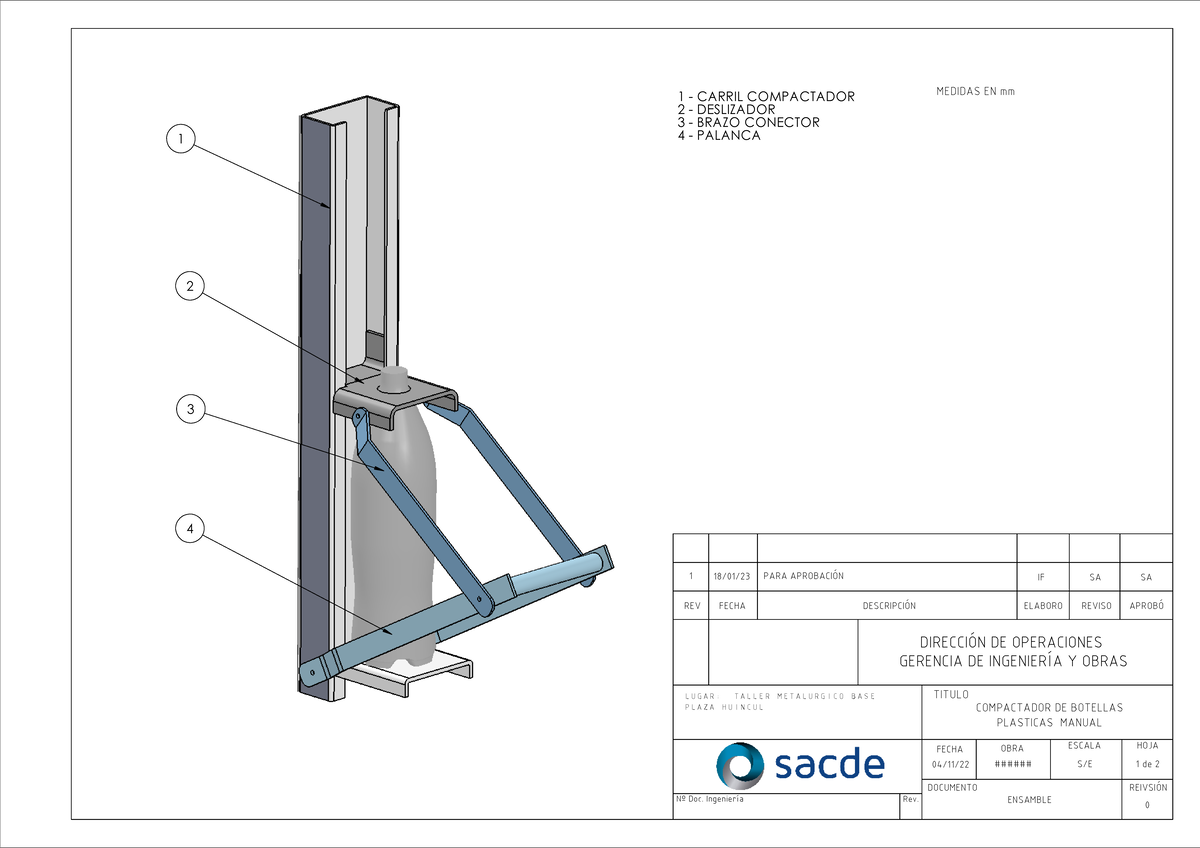 Compactador DE Botellas 2 - MEDIDAS EN mm 1 - CARRIL COMPACTADOR2 ...