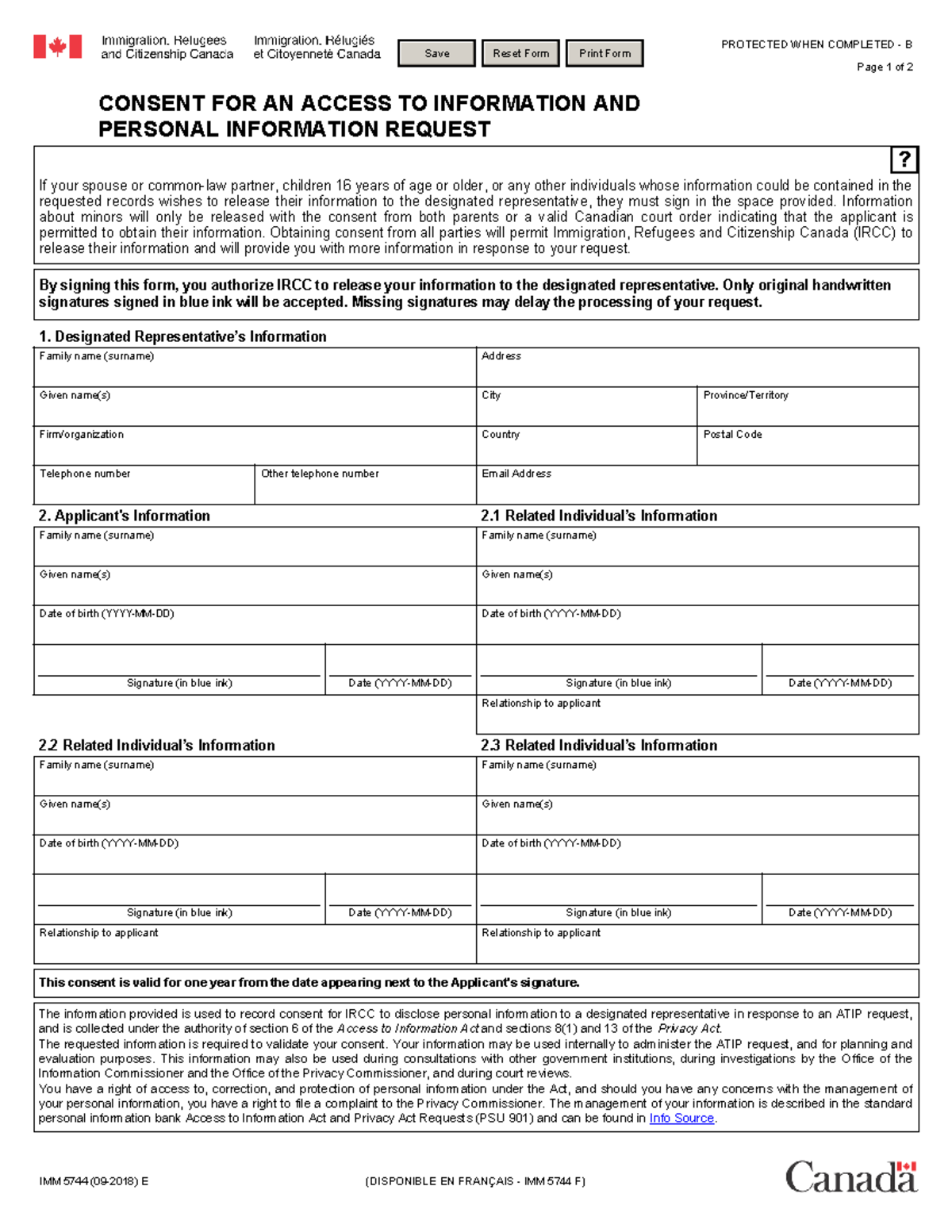 Imm5744e - Consent form ATIP - (DISPONIBLE EN FRAN«AIS - IMM 5744 F ...