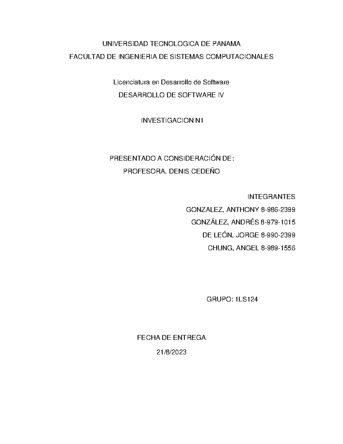 Laboratorio n1 Tema#5 - practica de base de datos - UNIVERSIDAD TECNOLOGICA DE PANAMA FACULTAD ...