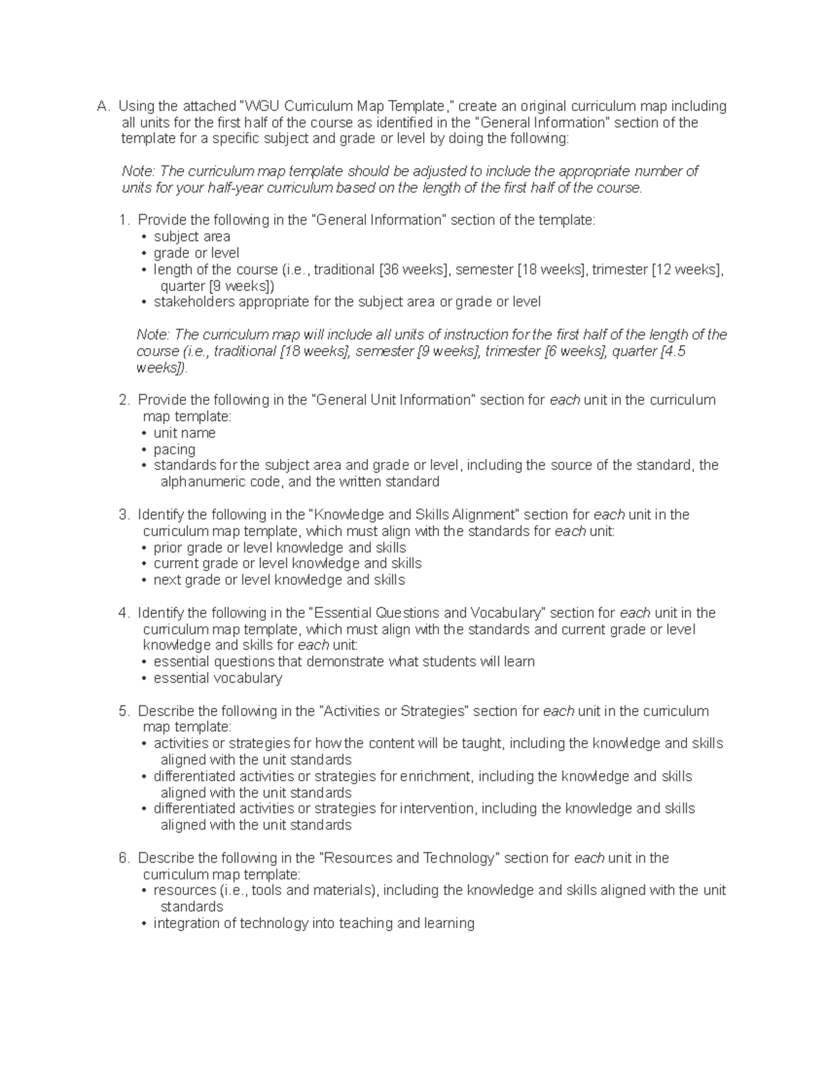 Studocs - coursework - A. Using the attached “WGU Curriculum Map ...