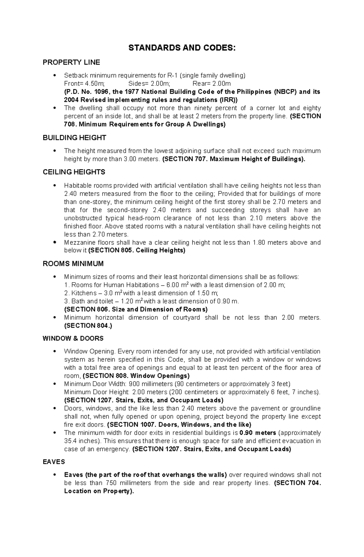 Codes - Thanks - STANDARDS AND CODES: PROPERTY LINE Setback minimum requirements for R-1 (single ...