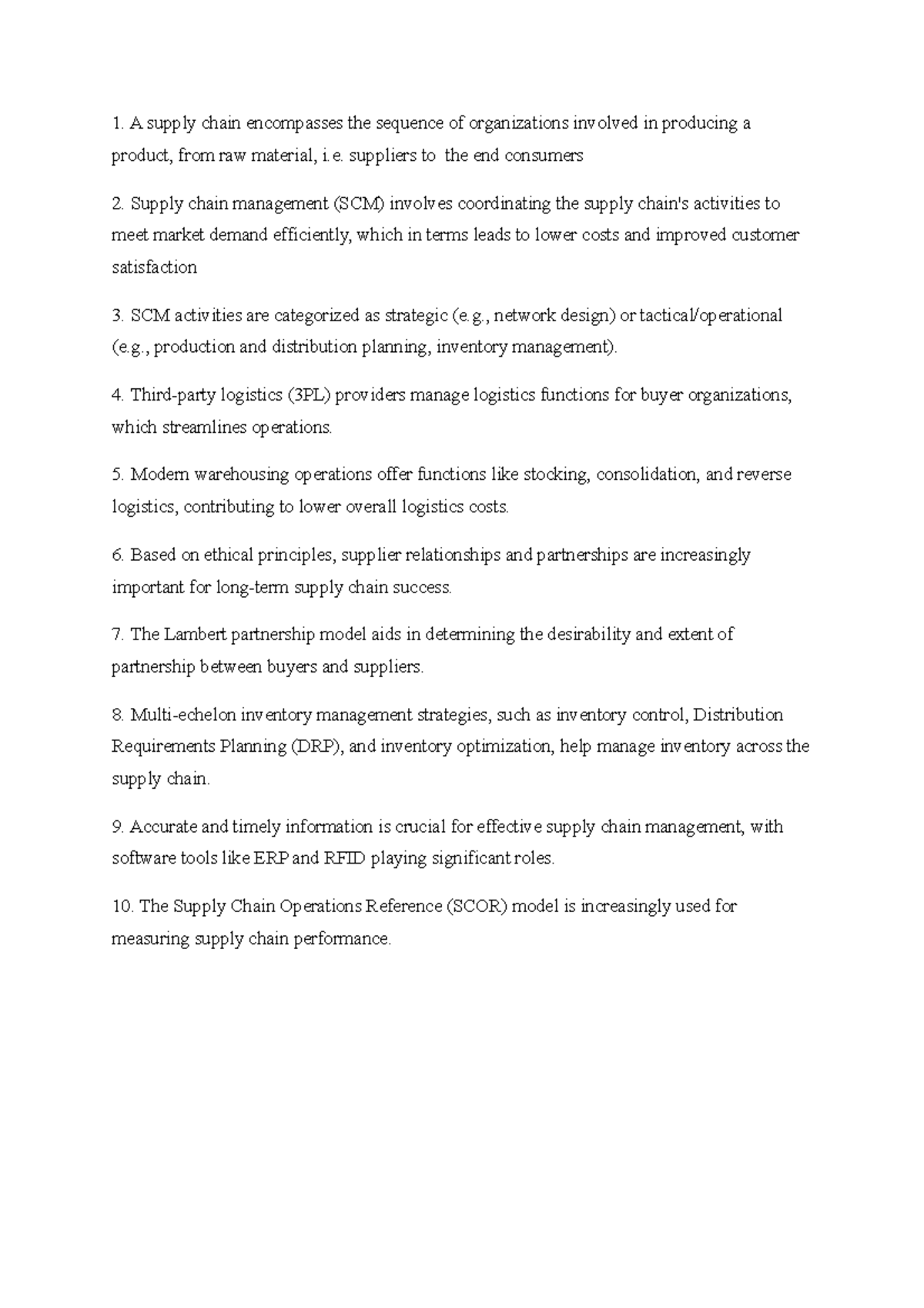 Week 5 opmt - Week 5 opmt summary - Operations Management - A supply chain encompasses the ...