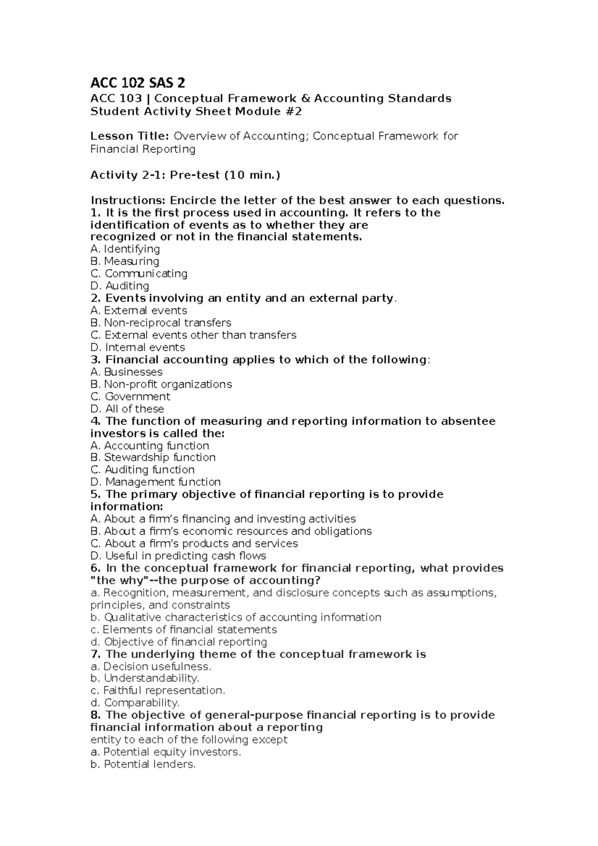 ACC 102 SAS 2 - ACC 102 SAS 2 - ACC 102 SAS 2 ACC 103 | Conceptual ...