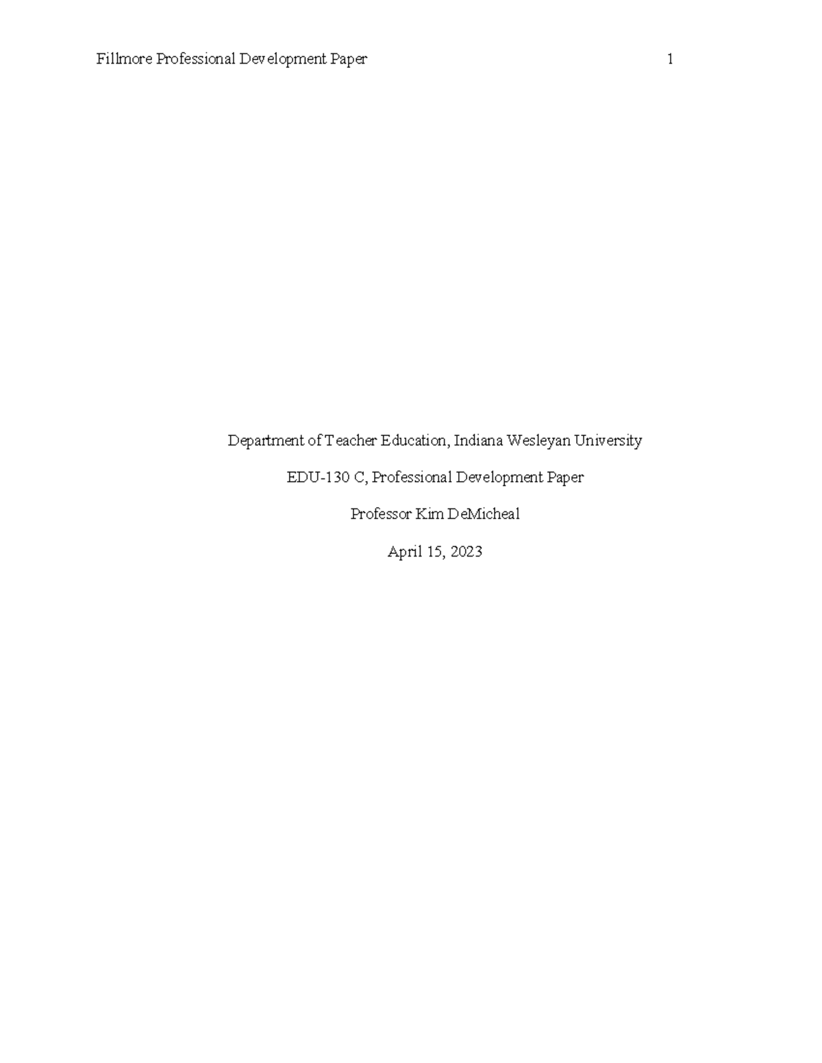 Prof dev paper final - Example of an Essay - Department of Teacher ...