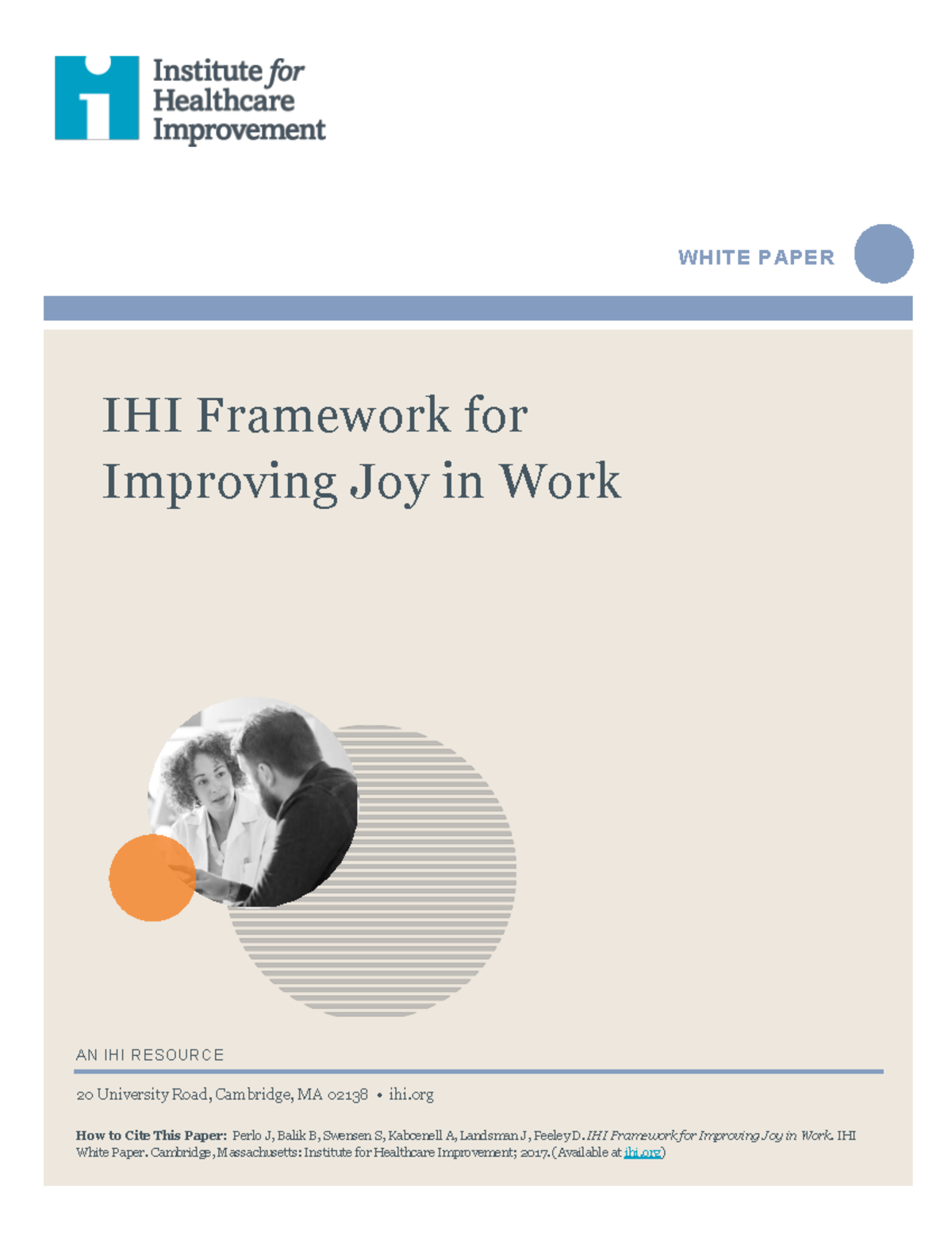 IHI Framework For Improving Joy In Work - IHI Framework for Improving ...