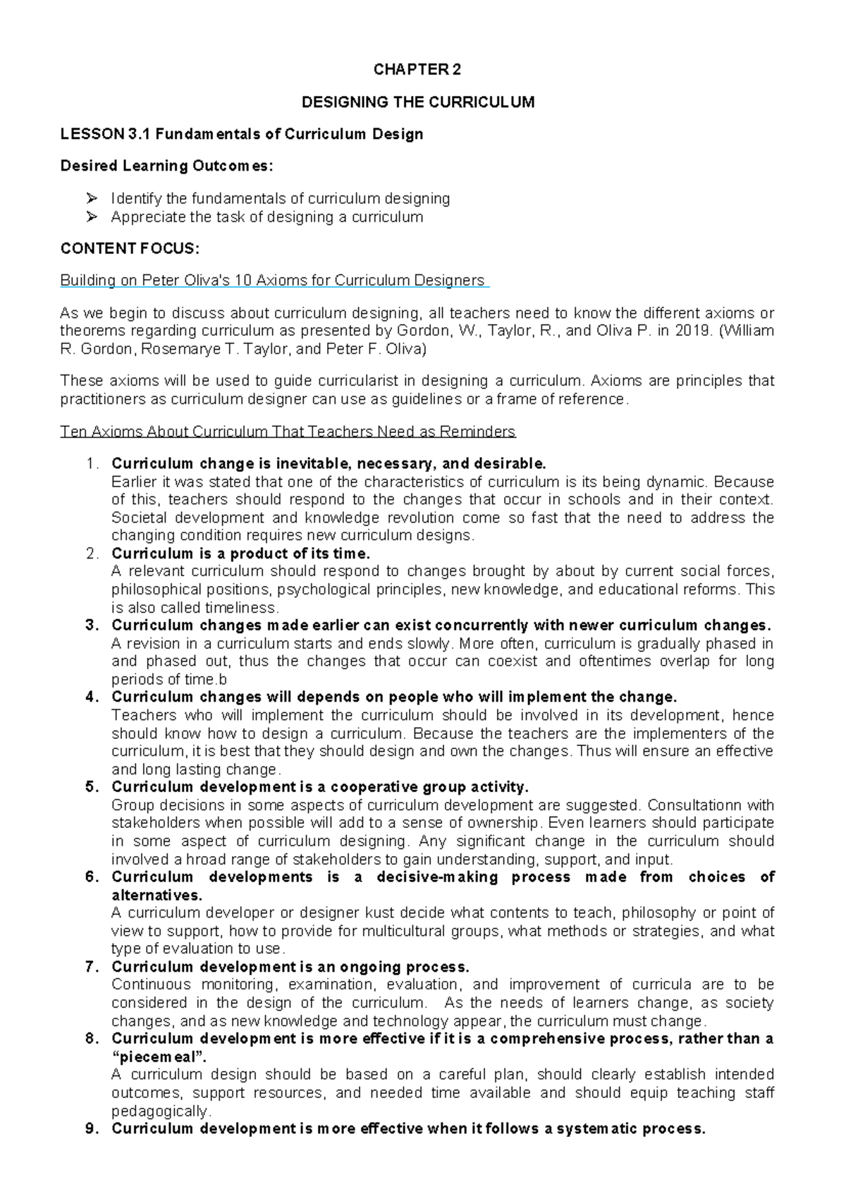 EDCK 4 Chapter 2 - tutorial work - CHAPTER 2 DESIGNING THE CURRICULUM ...