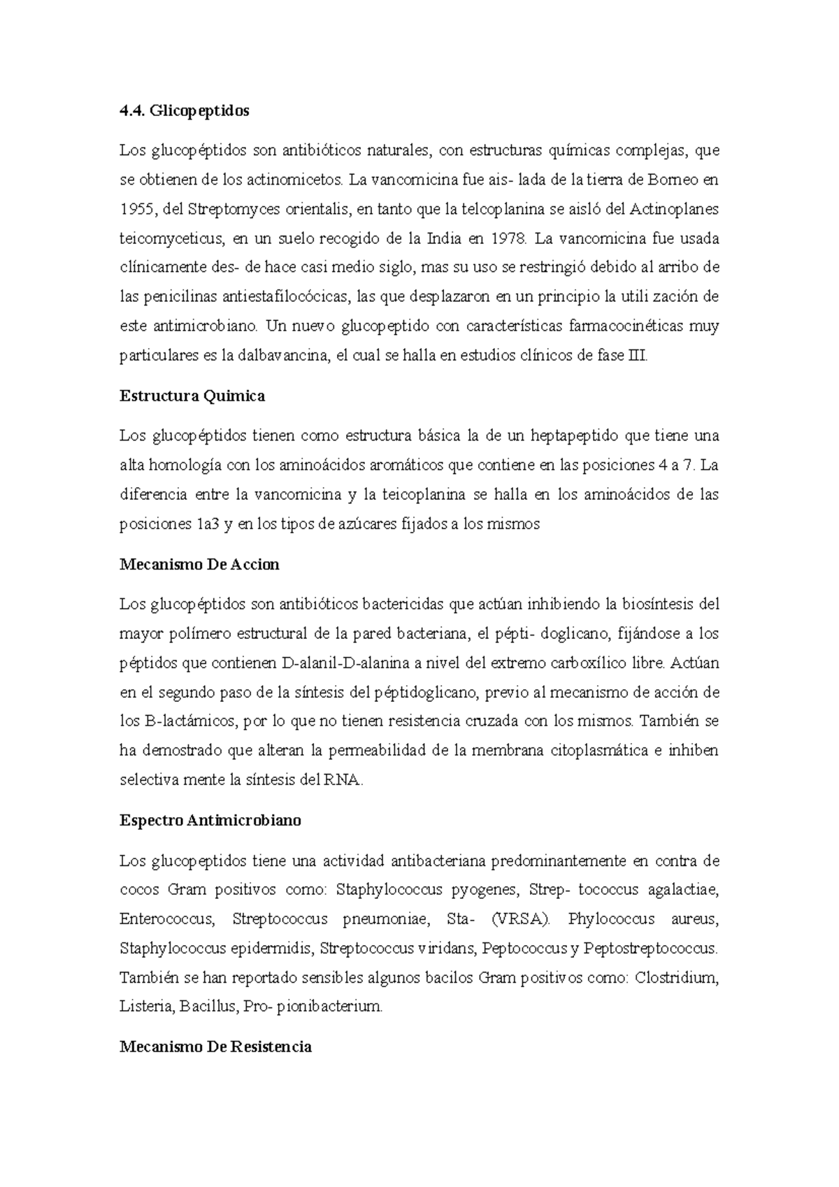 Aminoglucocidos - Glicopeptidos Los glucopéptidos son antibióticos ...