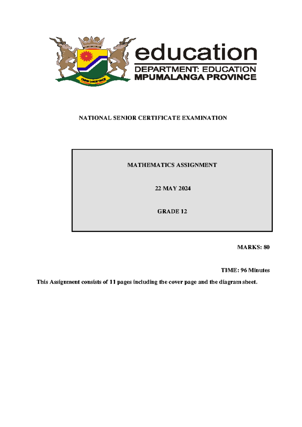 Gr 12 Assignment 2024 Final - NATIONAL SENIOR CERTIFICATE EXAMINATION ...