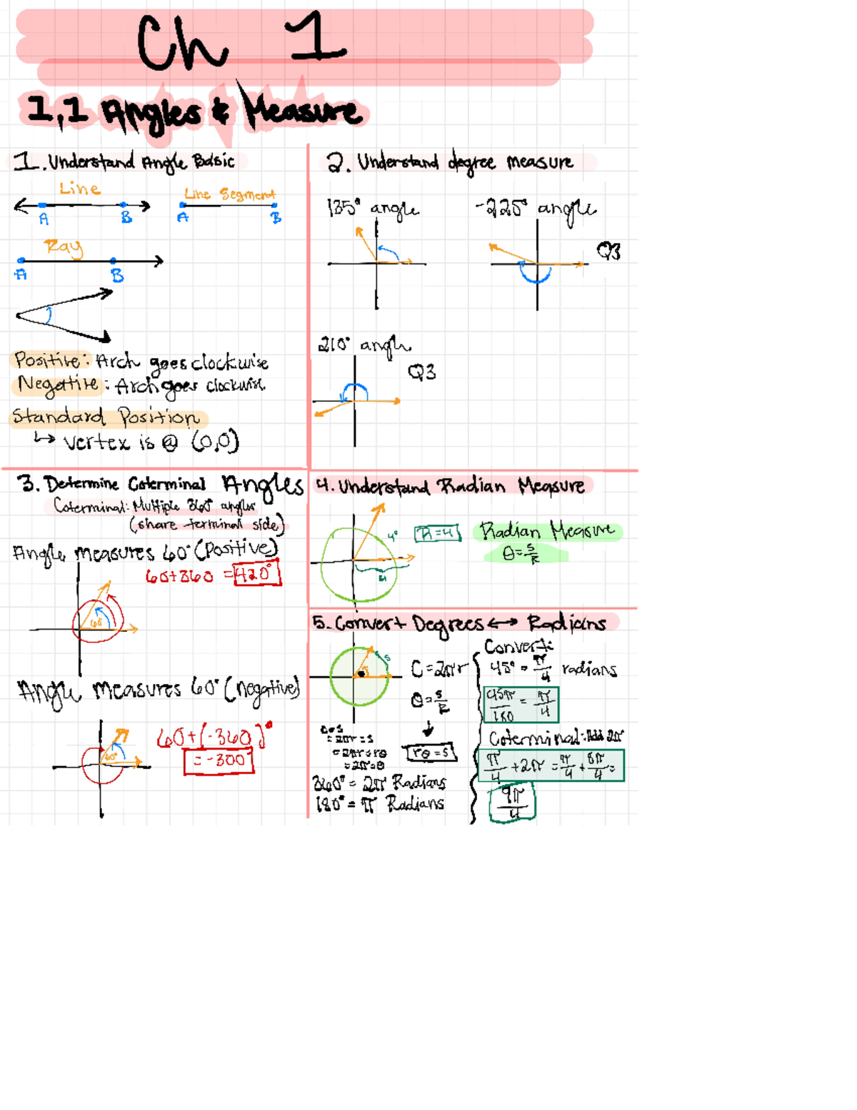 Trig Ch 1: Angles and Measure - MATH 1700 - Studocu
