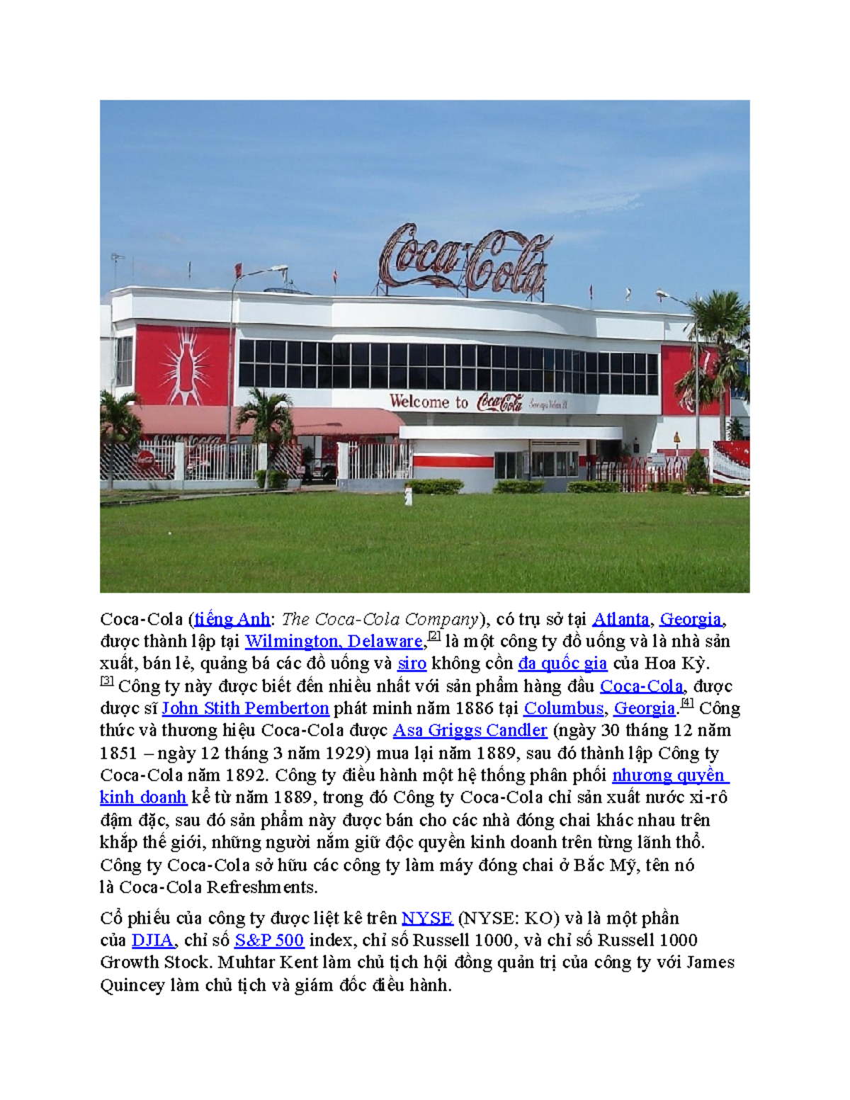 Hình thành coca cola - đh ngân hàng tphcm - Coca-Cola (tiếng Anh: The ...