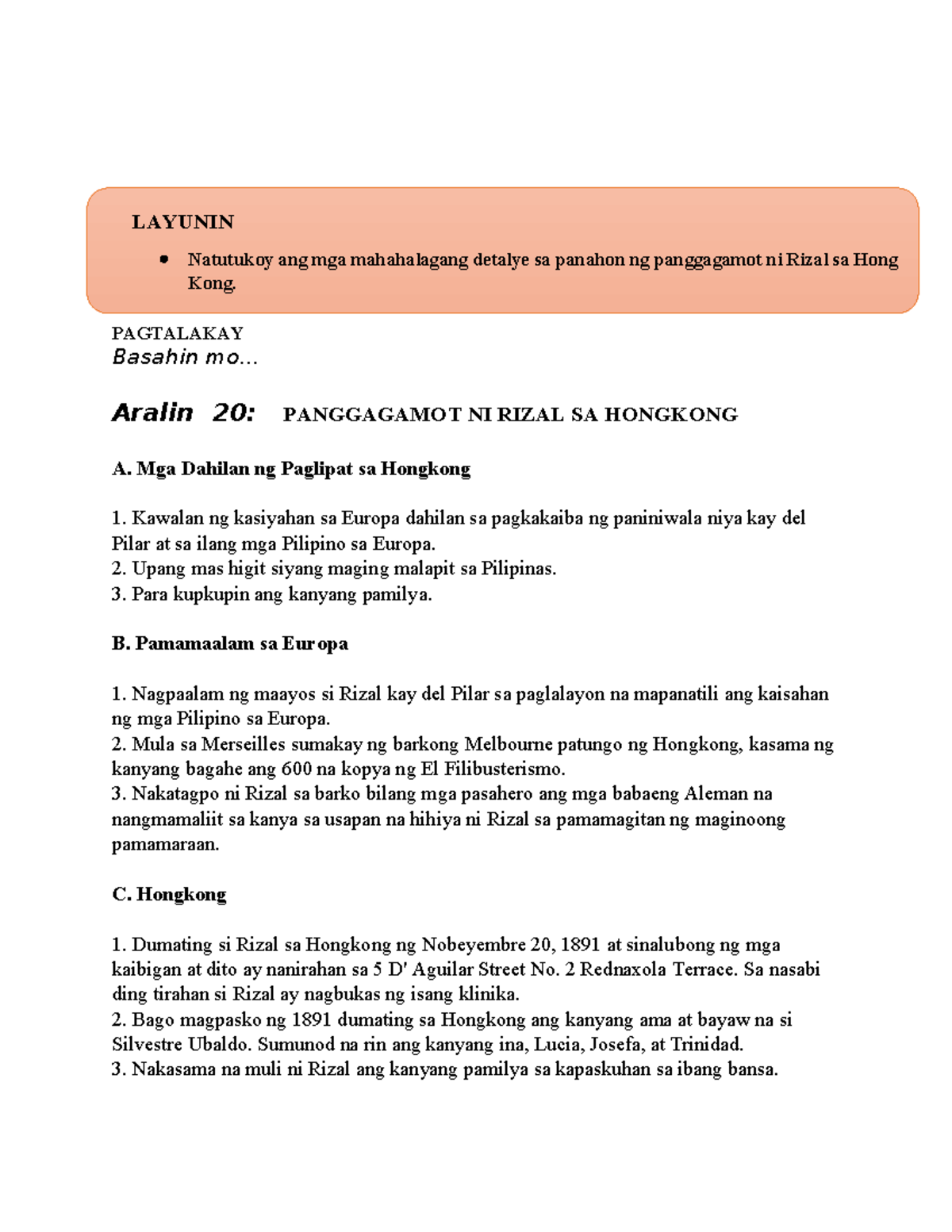 Aralin-20 - Summary Bachelor of Science in Civil Engineering - LAYUNIN ...