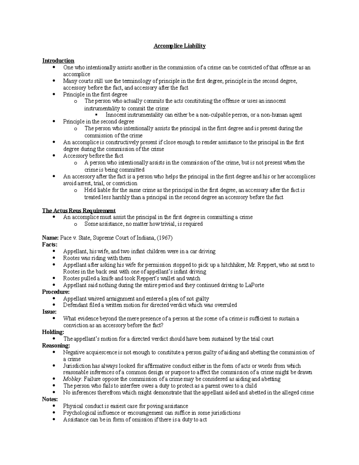 Accomplice Liability - Accomplice Liability Introduction One who ...