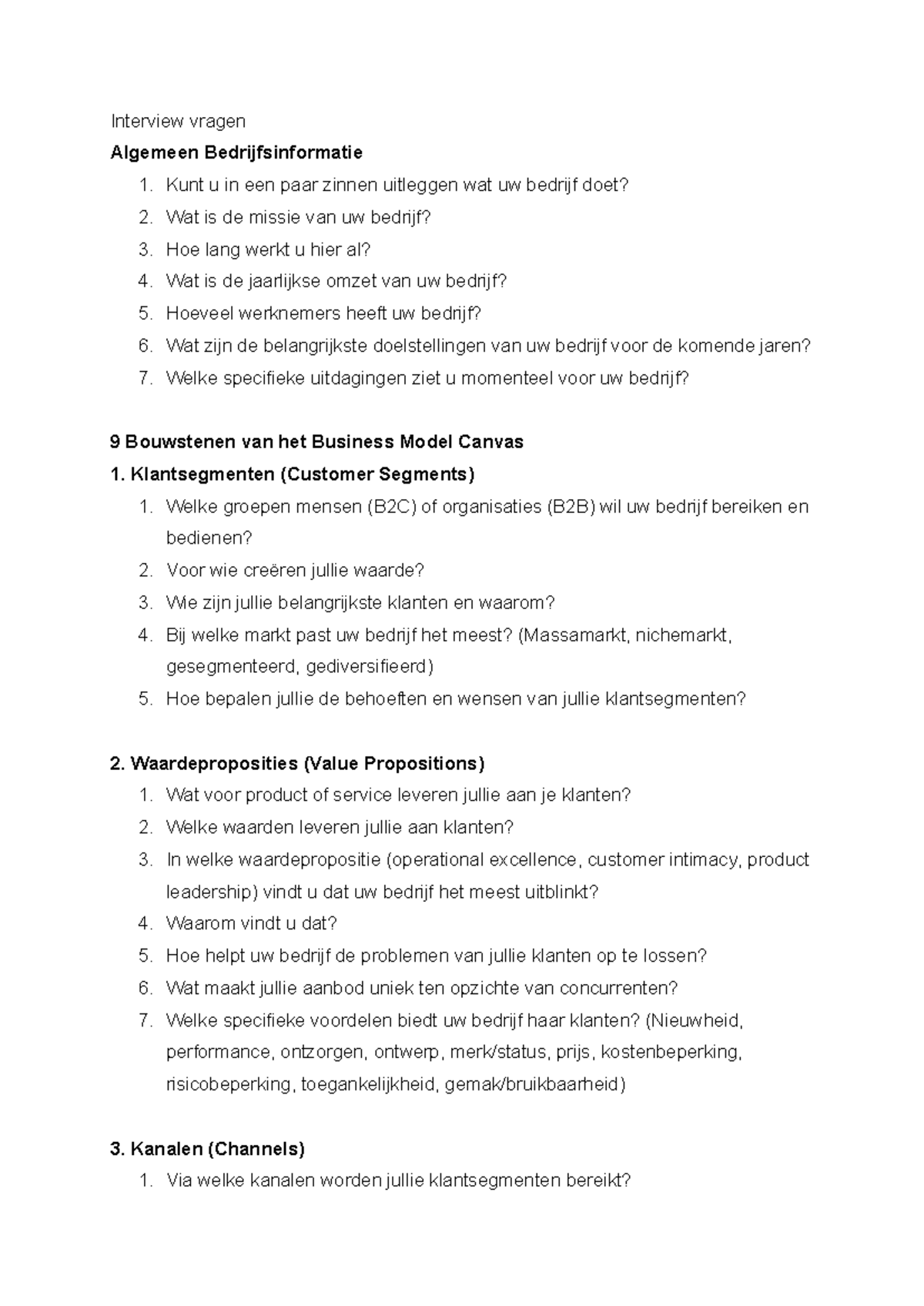 Interview vragen small business - Interview vragen Algemeen ...
