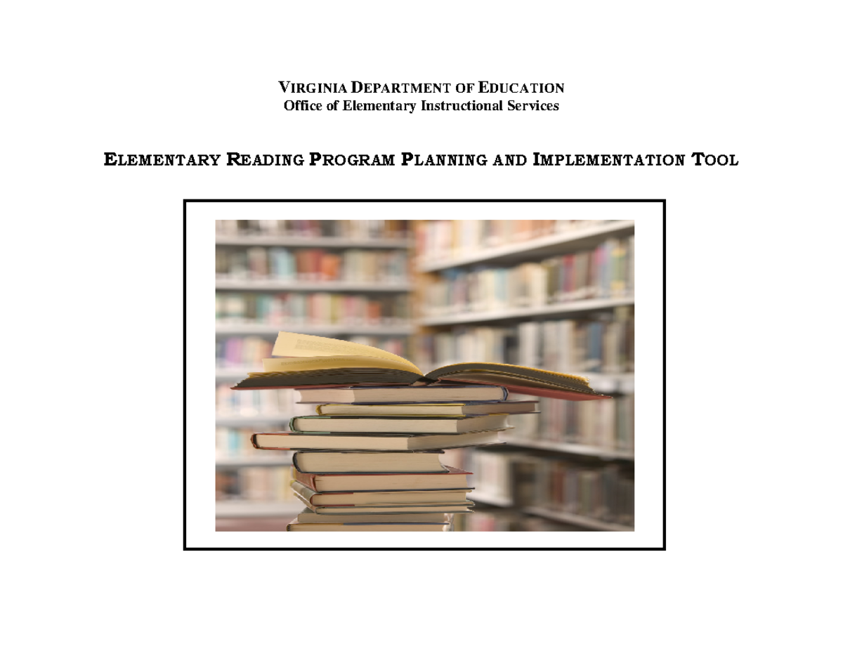 Elem reading impl tool for Reading enhancement - VIRGINIA DEPARTMENT OF ...