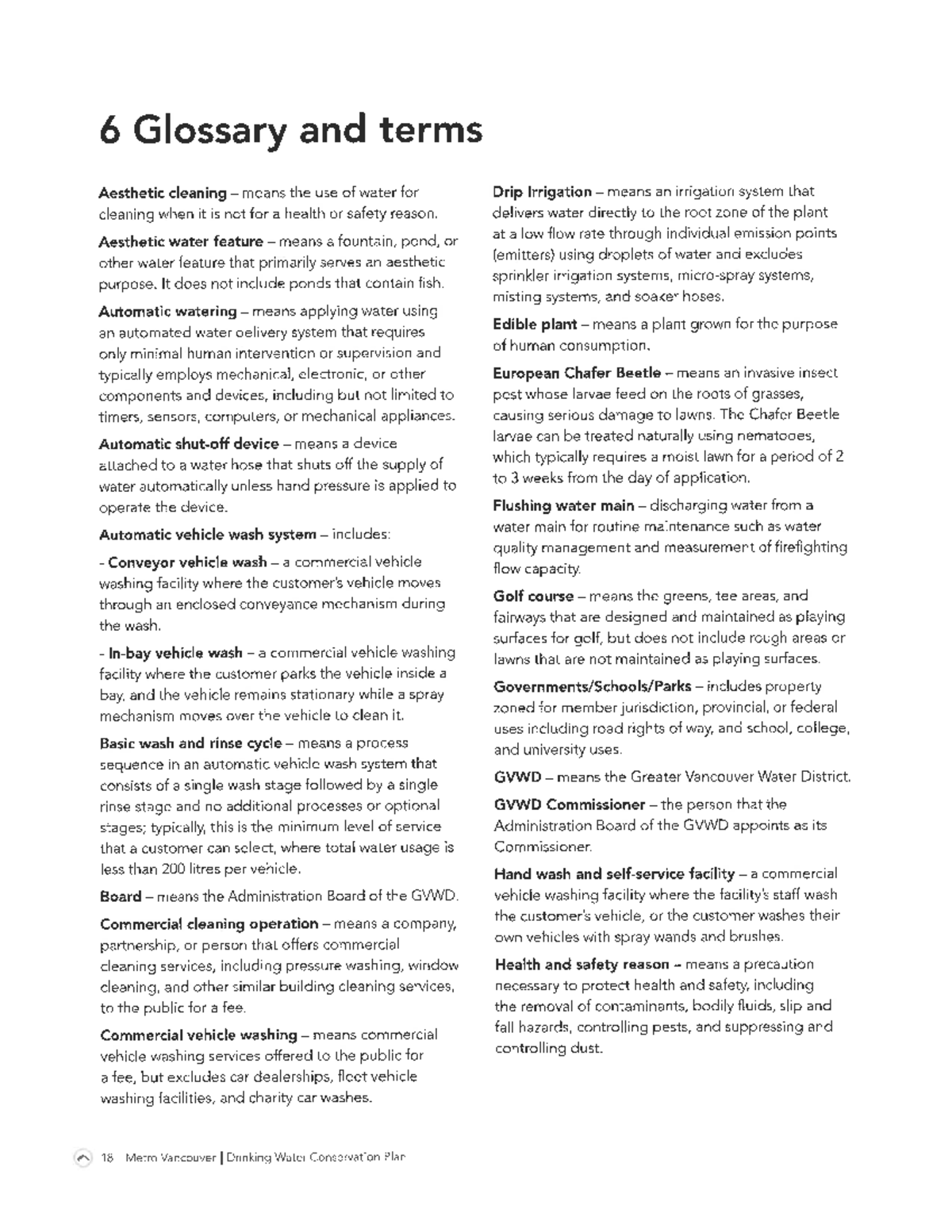 Metro Van water restriction glossary - 6 Glossary and terms Aesthetic ...