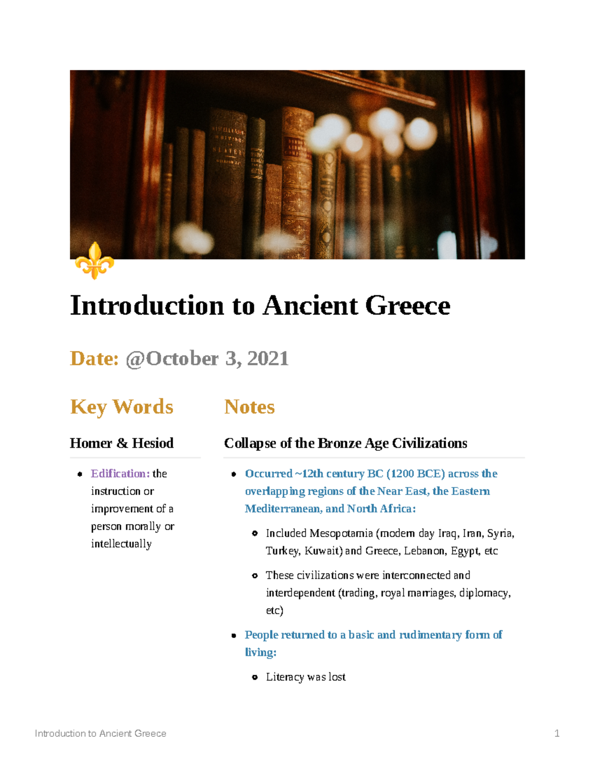 Introduction to Ancient Greece - ⚜ Introduction to Ancient Greece Date ...