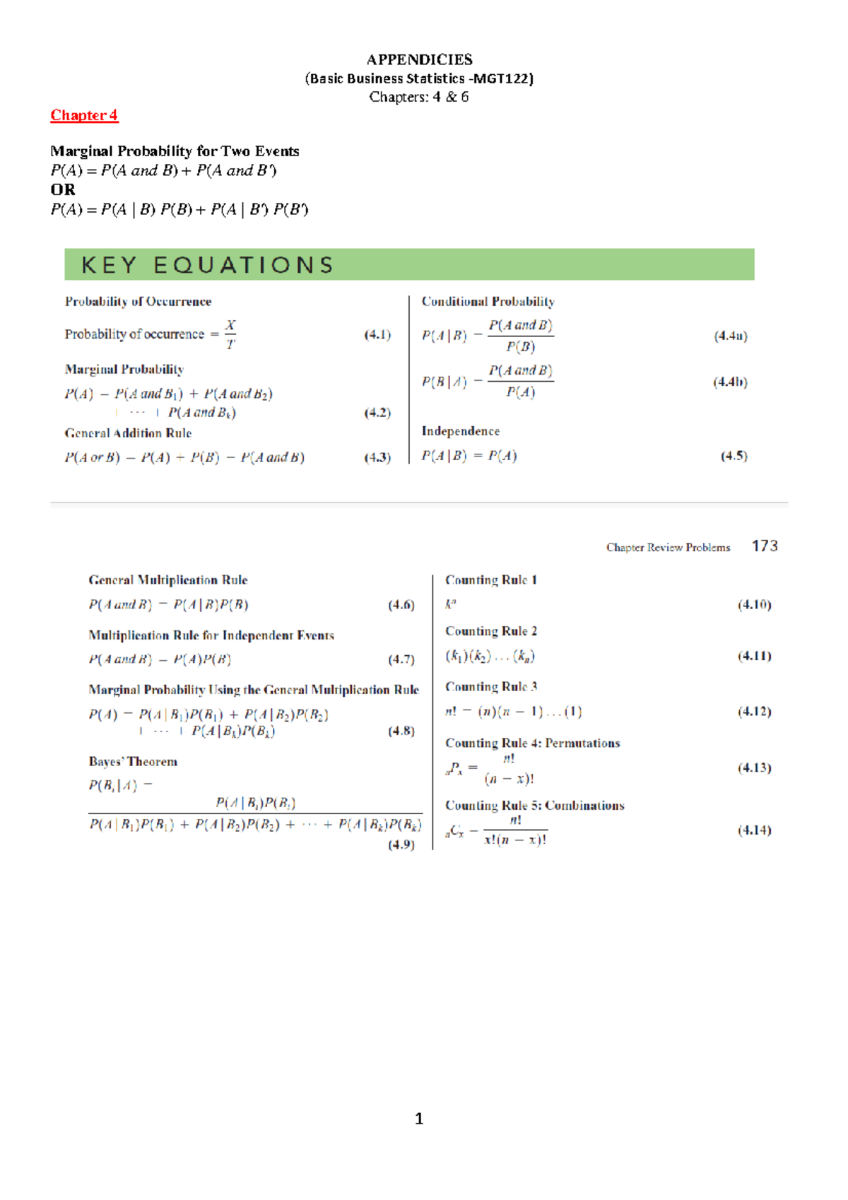 BS Appendix Second Exam - Business Statistics - APPENDICIES (Basic ...