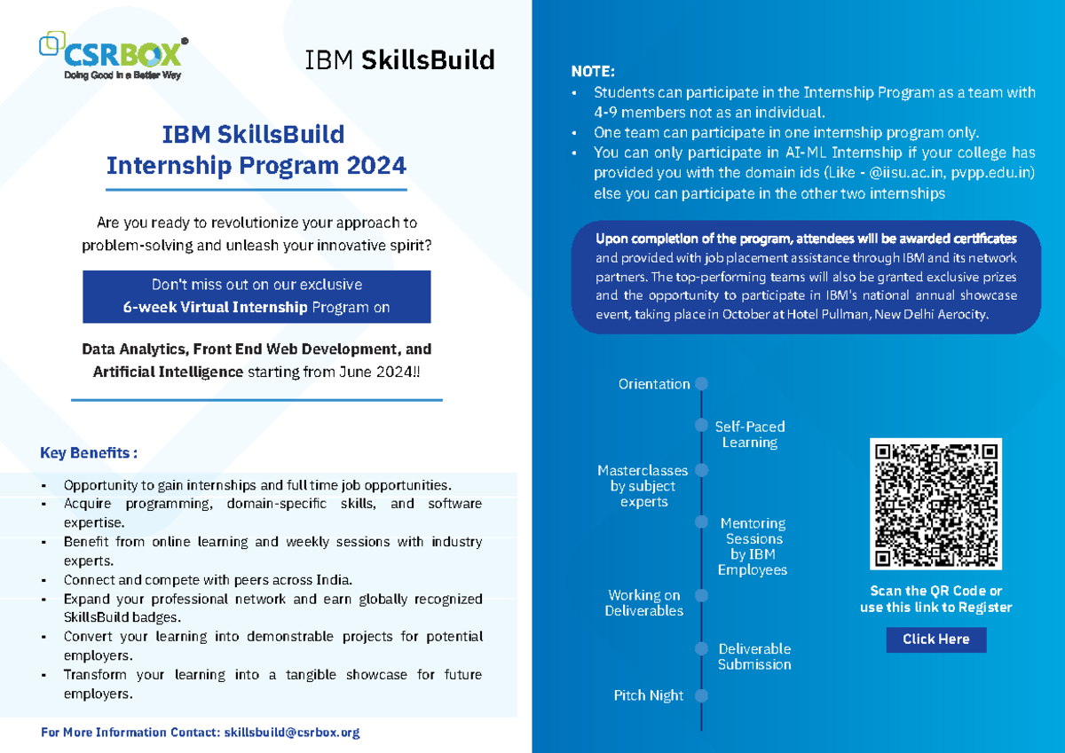 IBM Internship Program 2024 Flyer - IBM SkillsBuild IBM SkillsBuild Internship Program 2024 Are ...