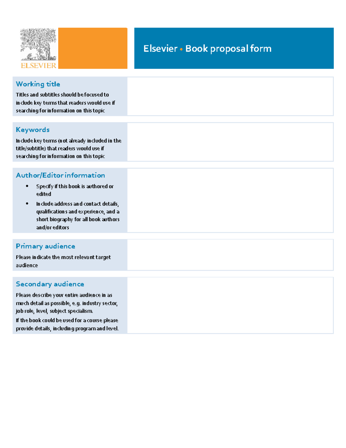 Elsevier Book Proposal General - Elsevier • Book proposal form Working ...