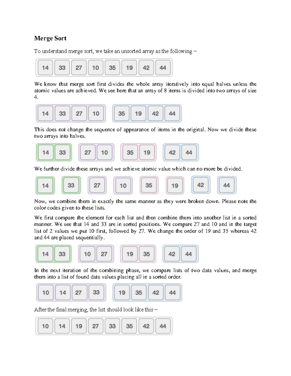 Merge Quick Sort - Merge Sort To understand merge sort, we take an ...
