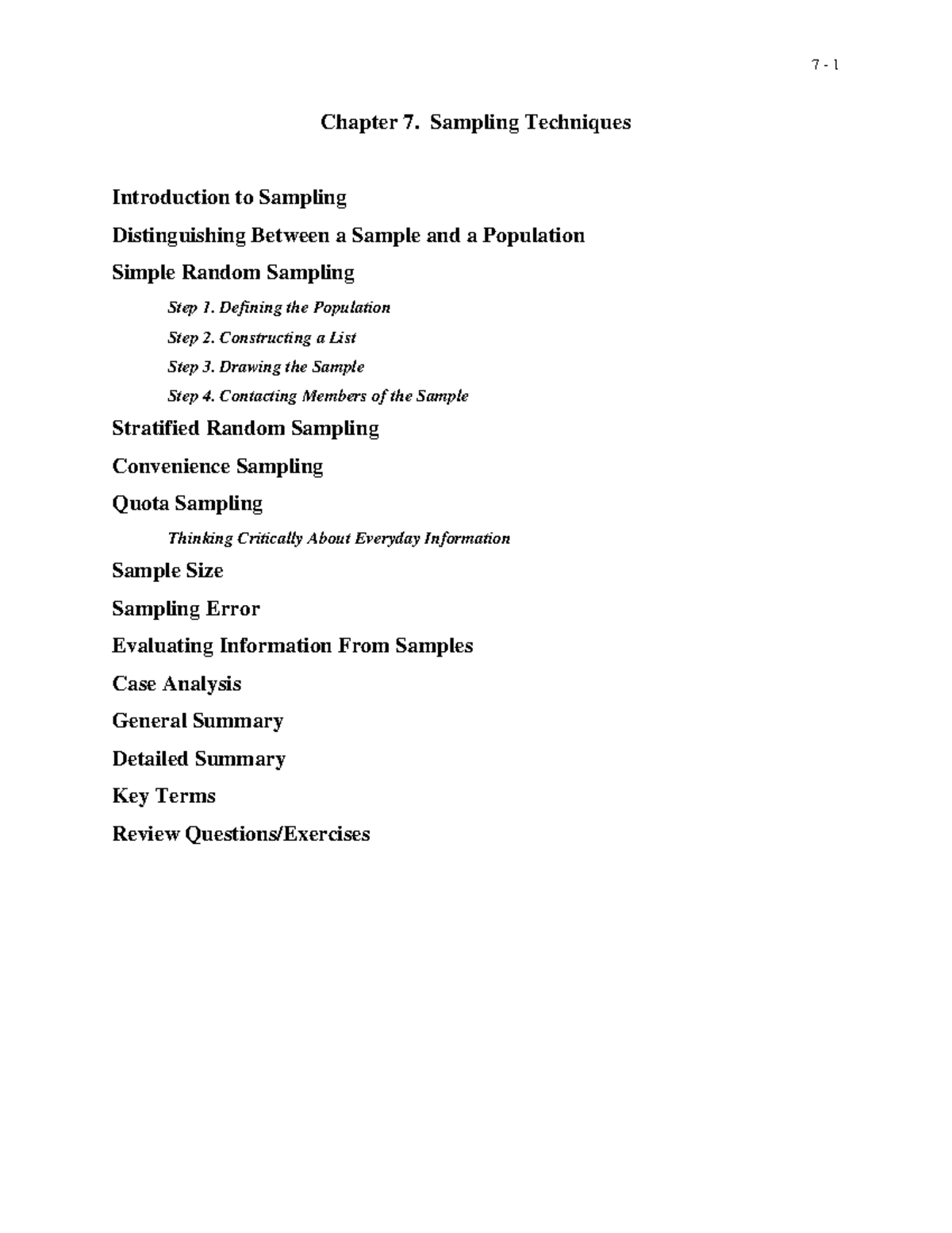 Sampling Distribution Techniques for Statistical Inference for Statistics - Chapter 7. Sampling ...