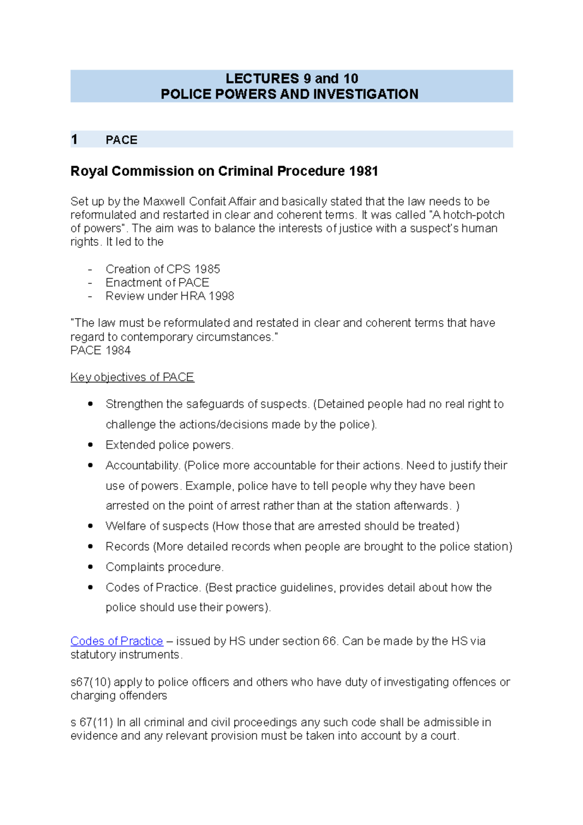 Legal Skills- Investigation and Prosecution - LECTURES 9 and 10 POLICE ...