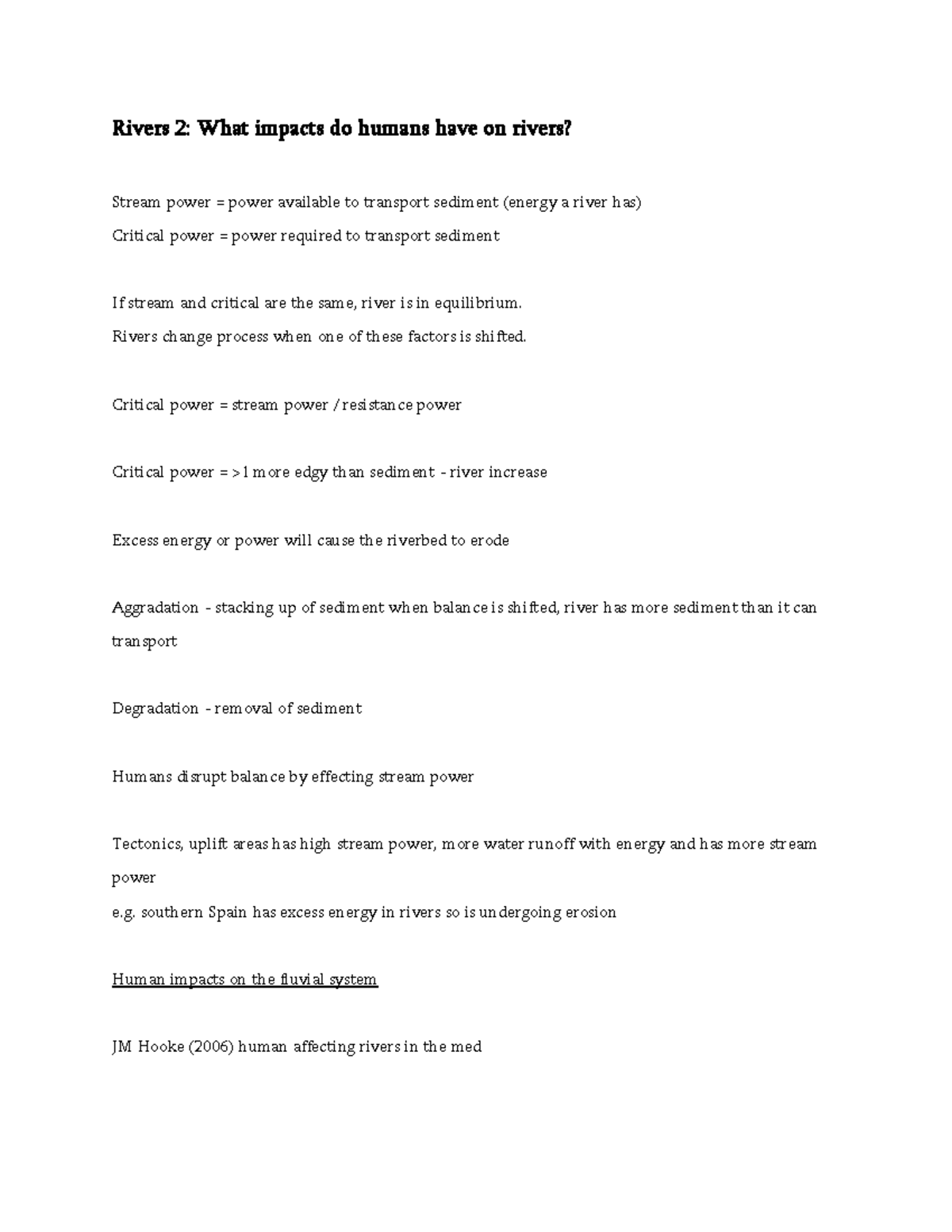 9 Rivers 2 - Lecture notes 9 - Rivers 2: What impacts do humans have on ...