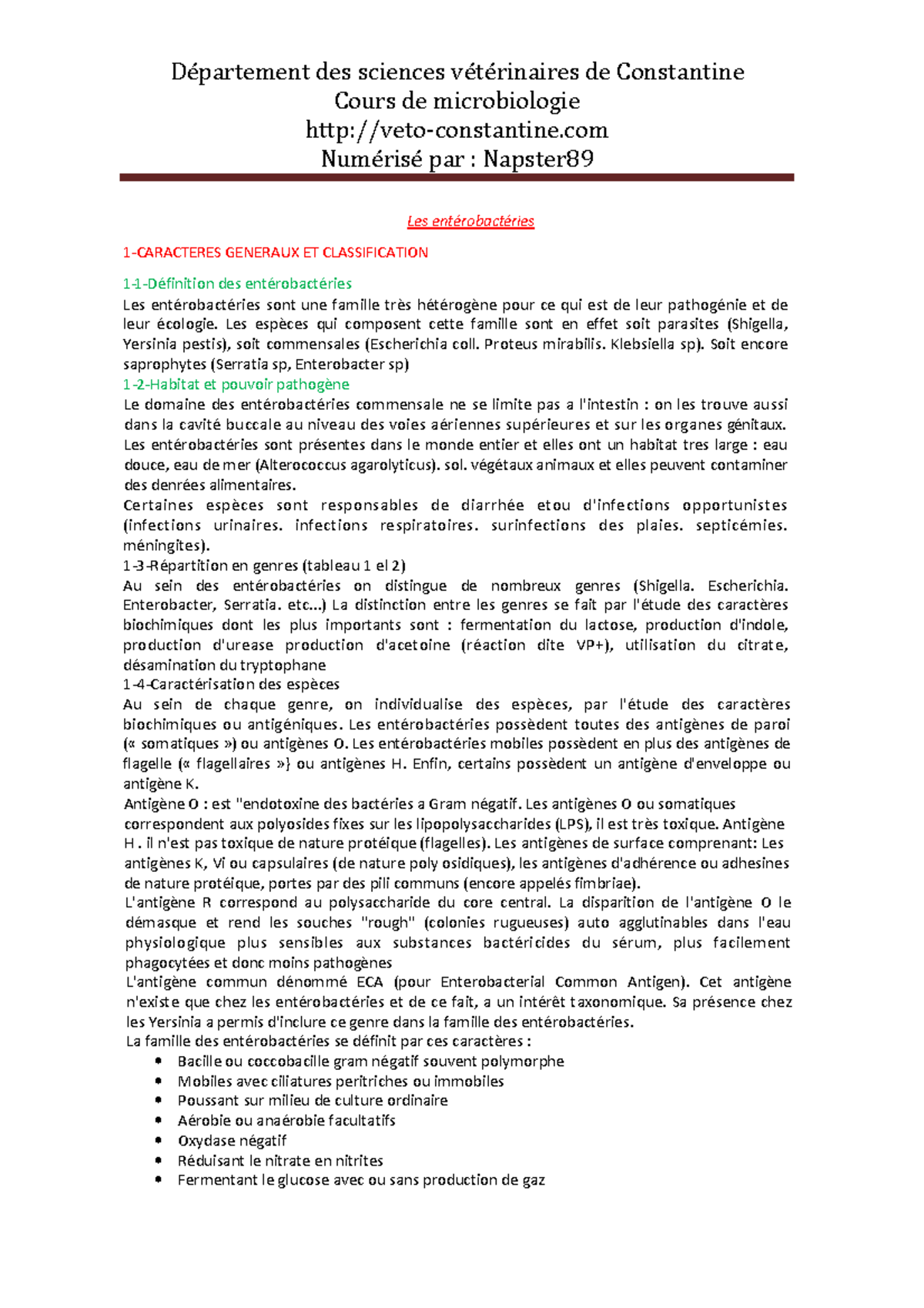 9-Les-entérobactéries - Cours de microbiologie veto-constantine ...