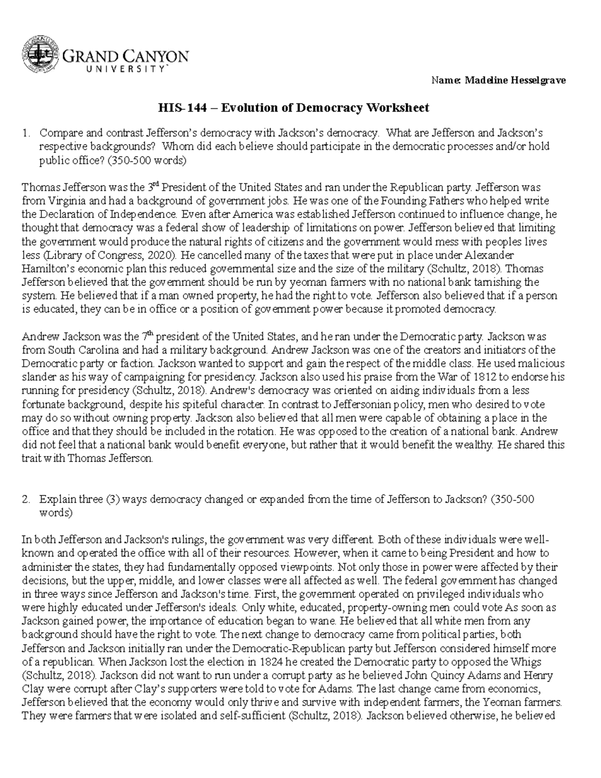 HIS-144.T-3.Evolution of Democracy DEMOCRACY IN AMERICA - Name ...