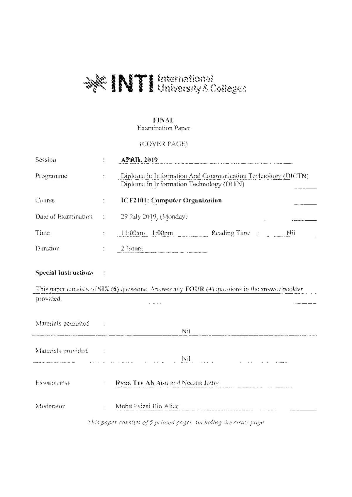 past year 1 test - c++ - Studocu