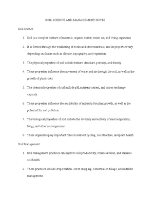 SOIL Science AND Management Notes 2 - SOIL SCIENCE AND MANAGEMENT Soil ...