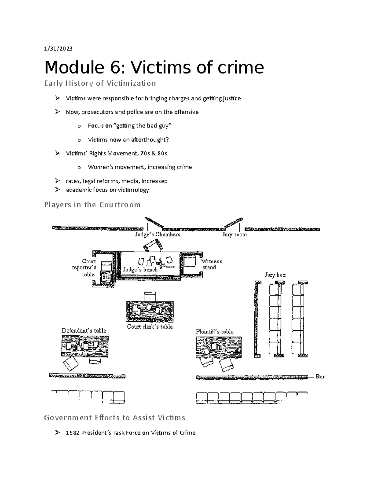 Module 6 Notes - 1/31/ Module 6: Victims of crime Early History of ...