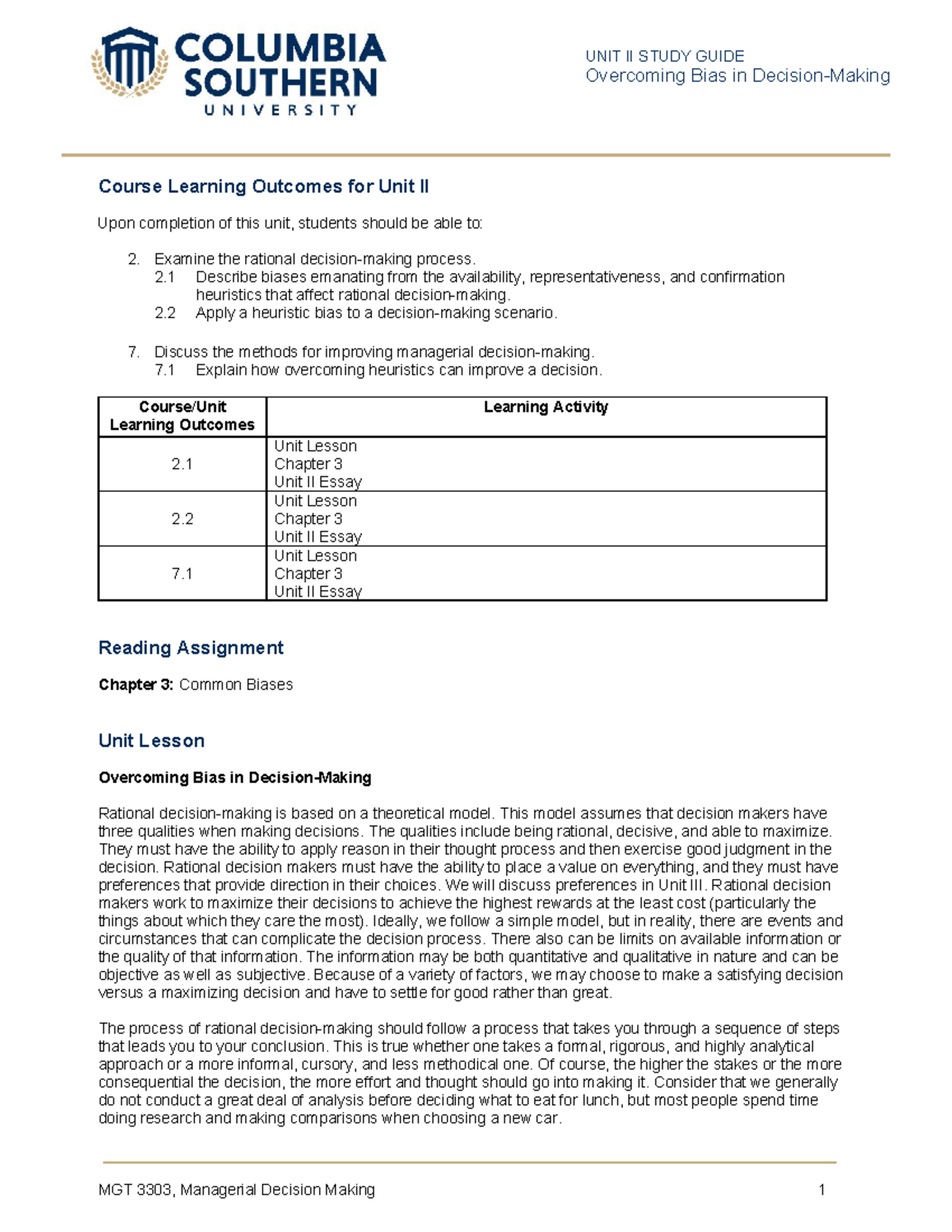 Unit II - study guide - Course Learning Outcomes for Unit II Upon ...