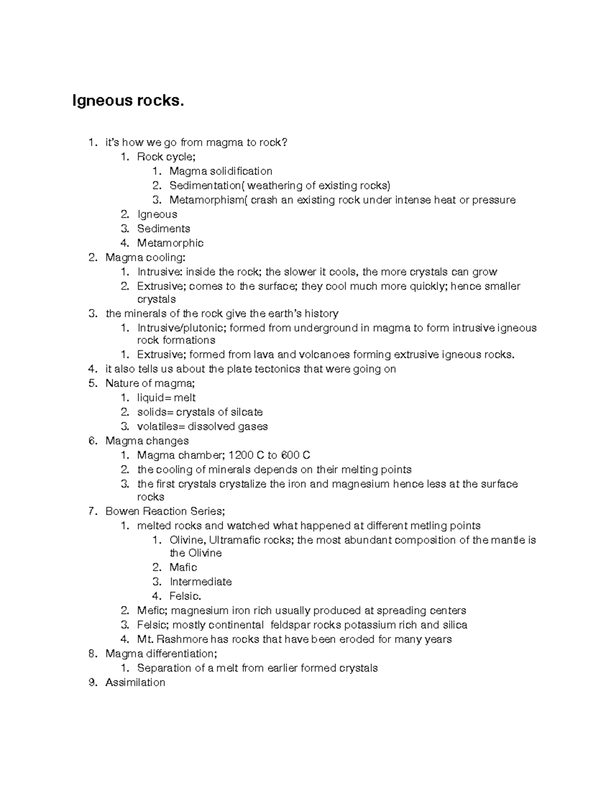 Geology - Lecture Notes - Igneous rocks. it’s how we go from magma to ...