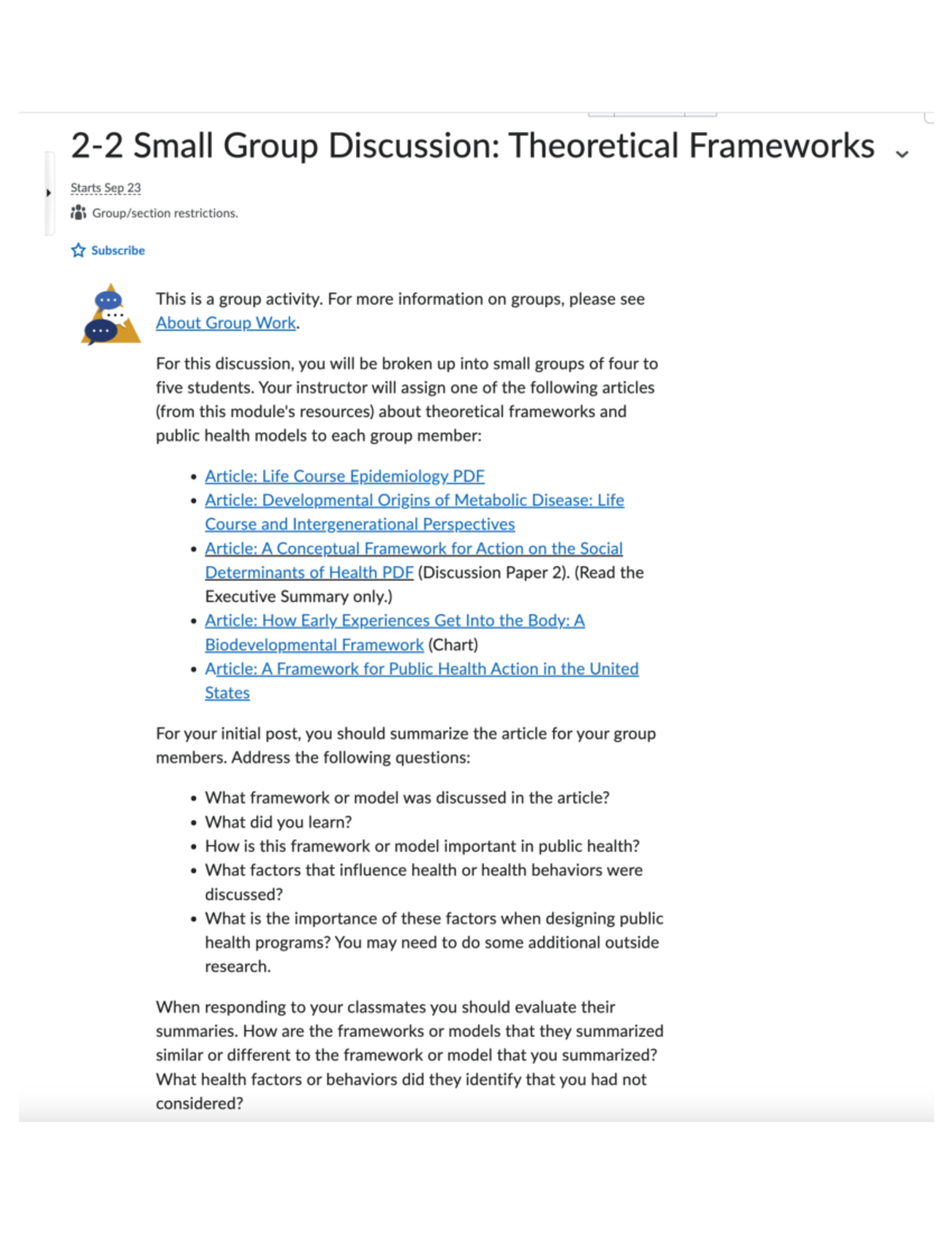 2-2 Small Group Discussion Framework - Small Group Discussion ...