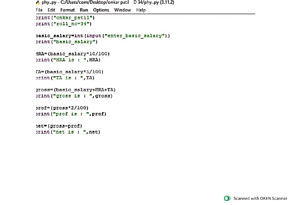 Pps code 5 - Codes - patil (3.11) File Edit Format Run Options Window ...