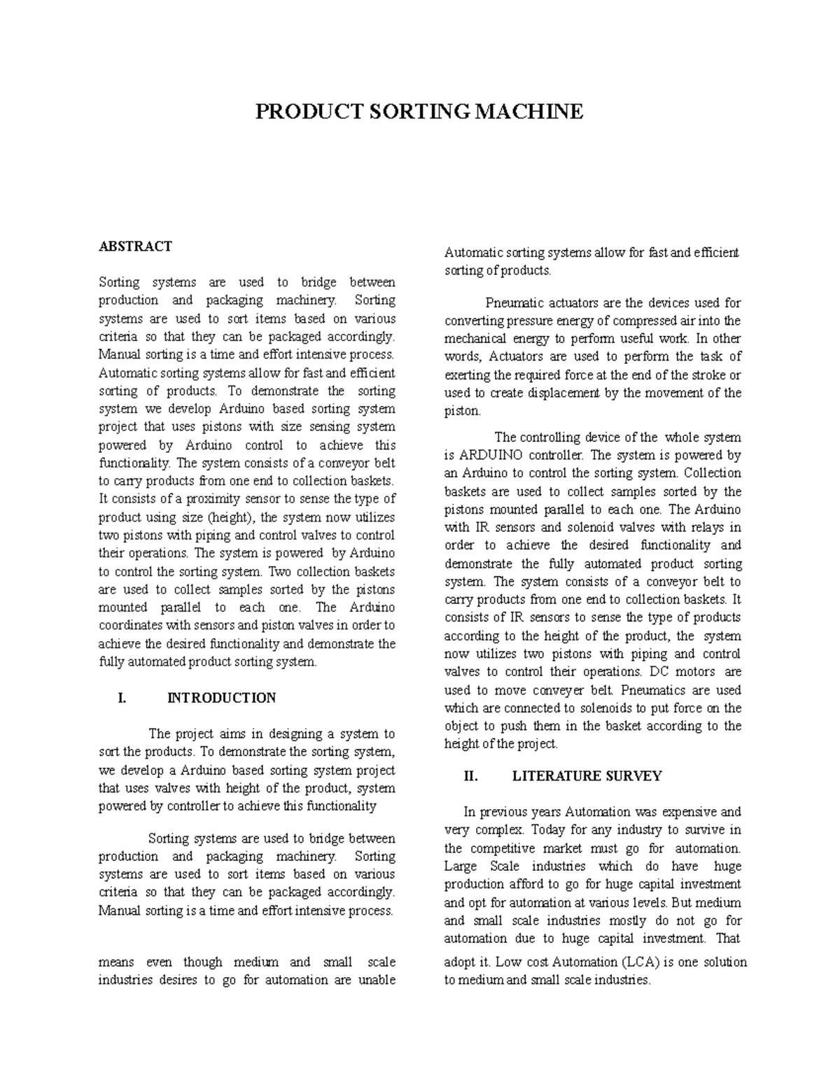 2020-110110 - dafsdfds - PRODUCT SORTING MACHINE ABSTRACT Sorting ...