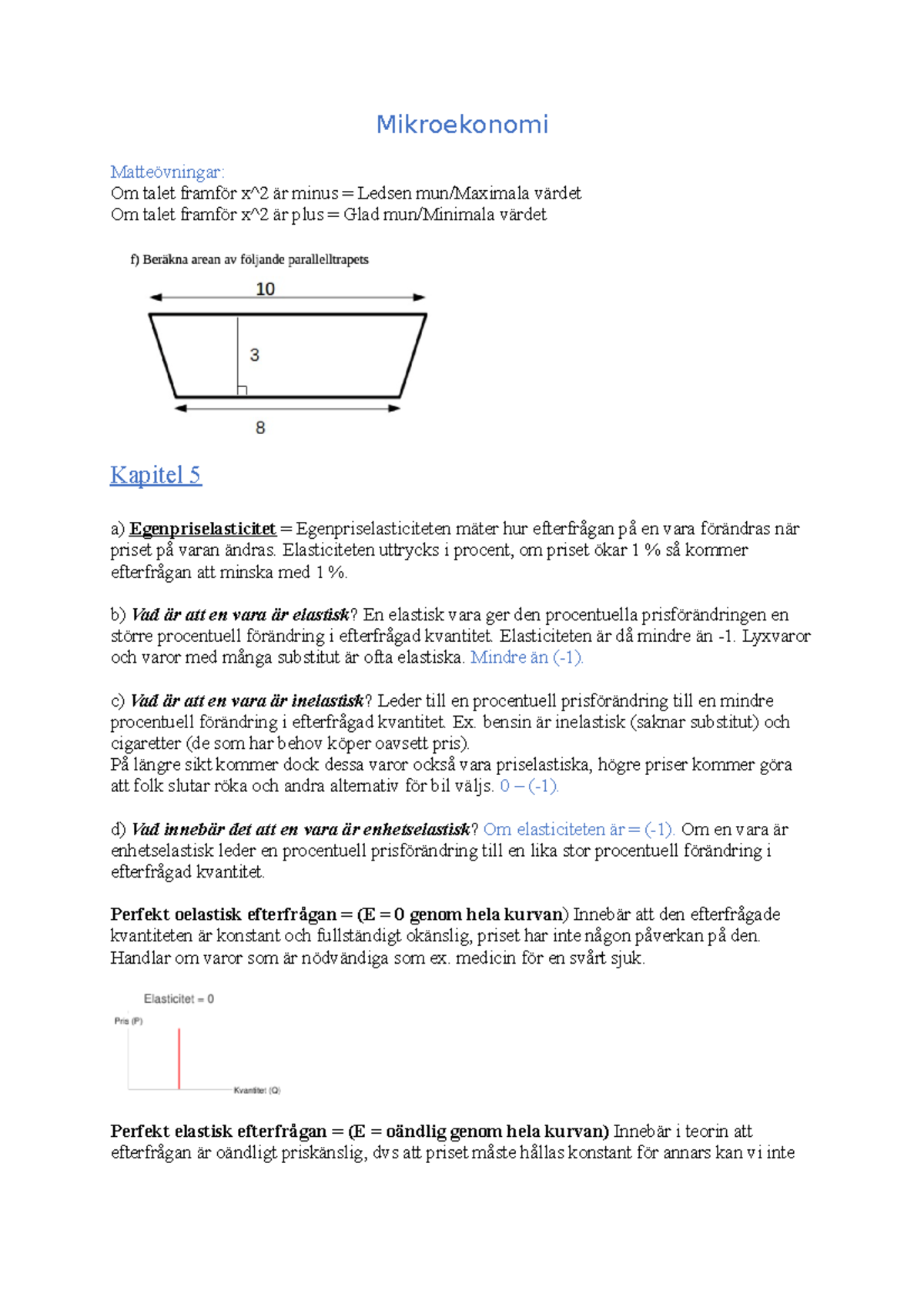 Mikroekonomi - Mikroekonomi Matteövningar: Om talet framför x^2 är minus = Ledsen mun/Maximala ...