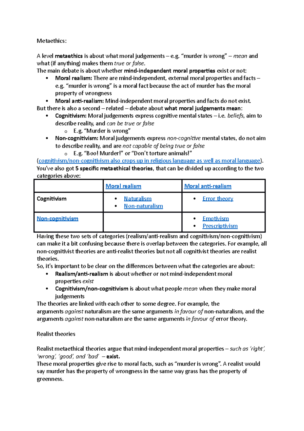 Metaethics - Metaethics: A level metaethics is about what moral ...