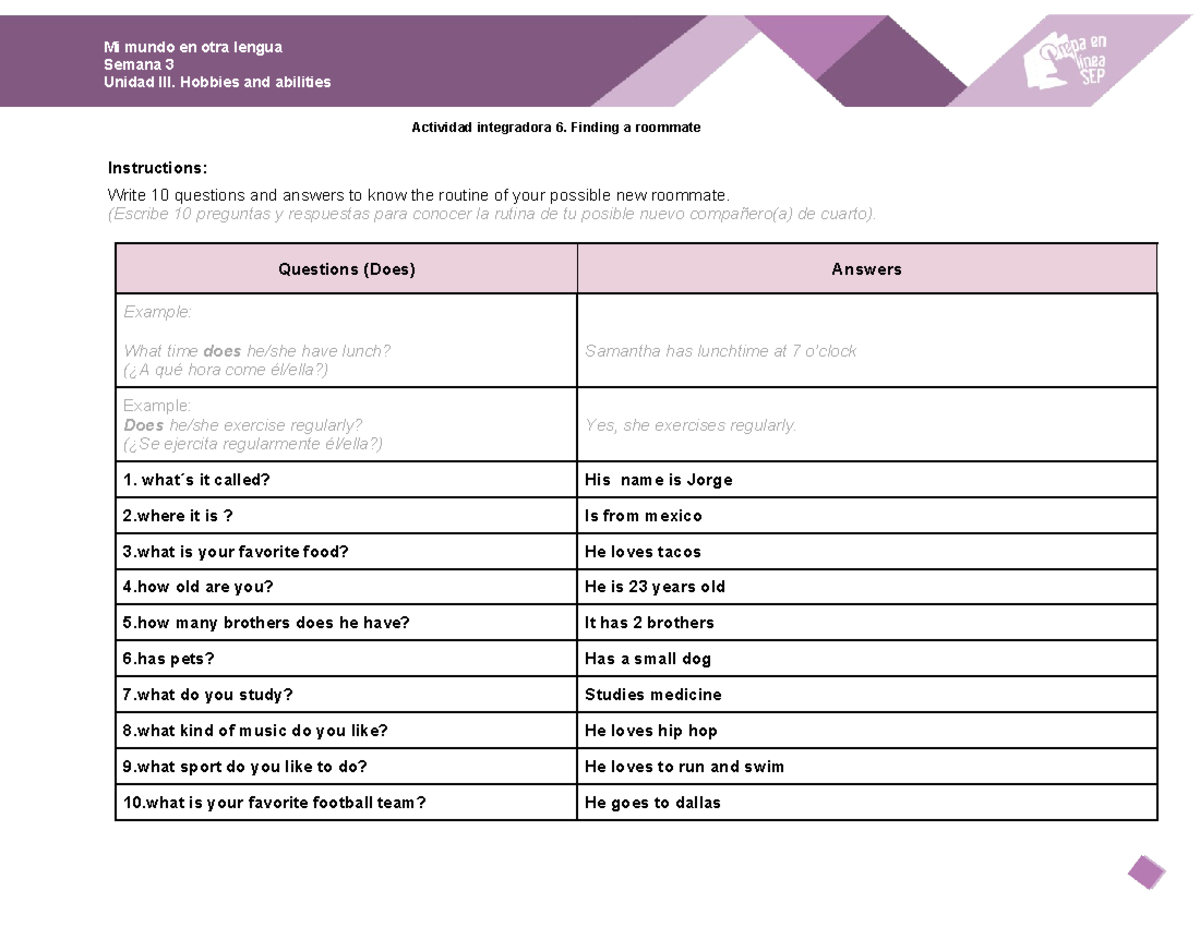 actividad integradora 6. Finding a roommate - Mi mundo en otra lengua ...